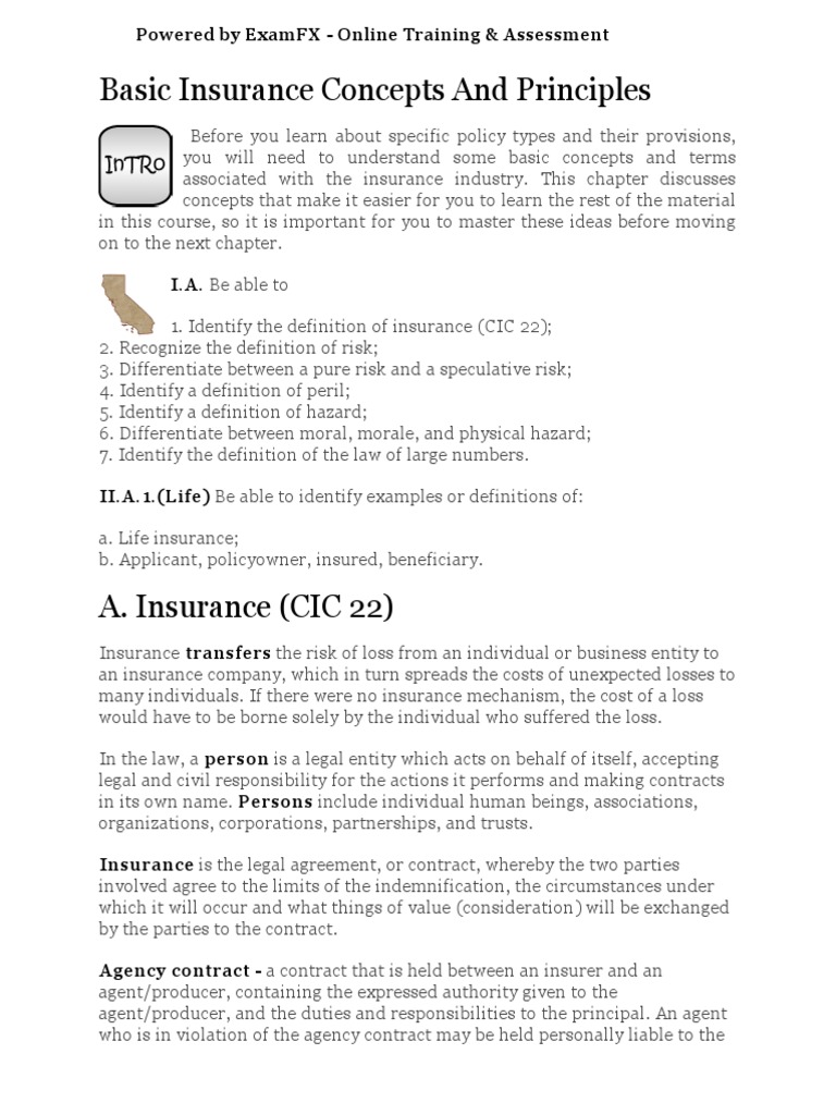 Chapter 1 - Basic Insurance Concepts and Principles | PDF | Insurance ...