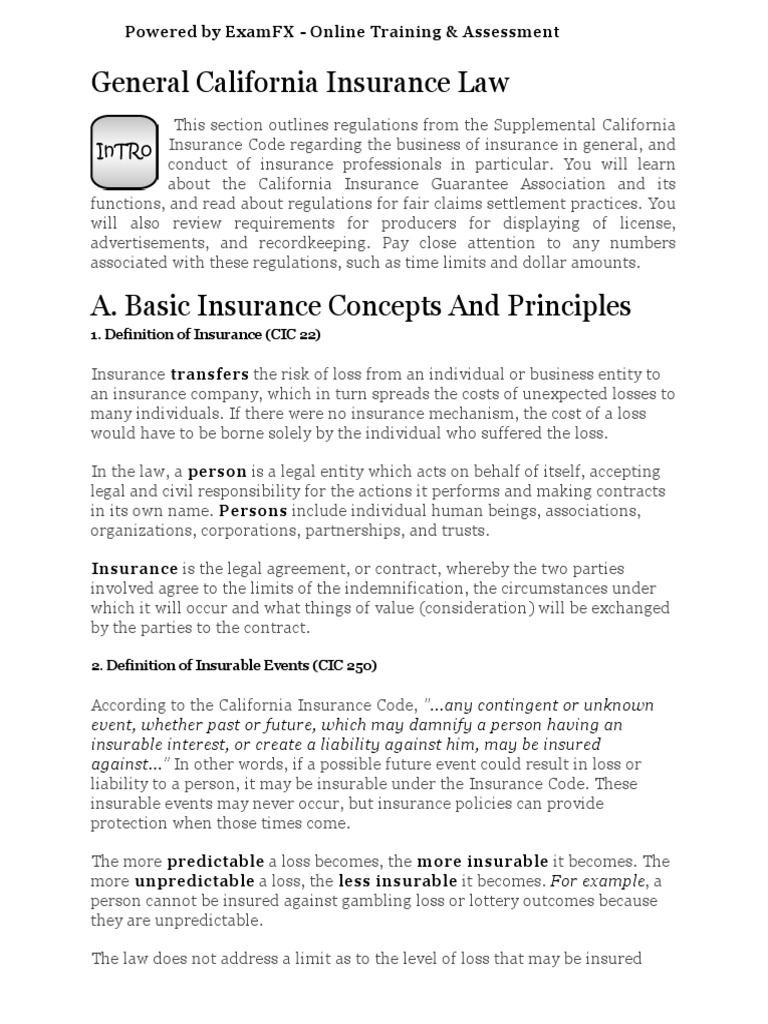 California Insurance Law Overview | PDF | Insurance | Reinsurance