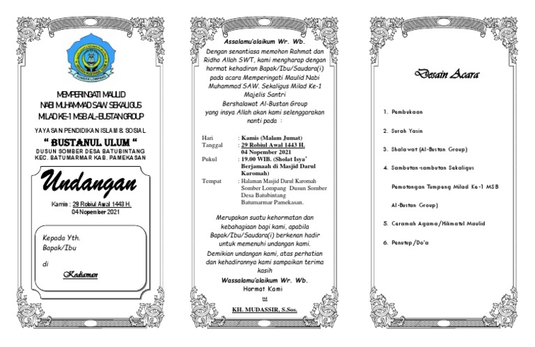 Undangan Maulid & Milad | PDF