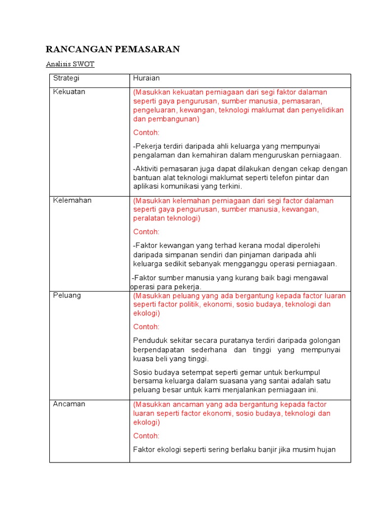 RANCANGAN PEMASARAN 28 Okt 2021 | PDF