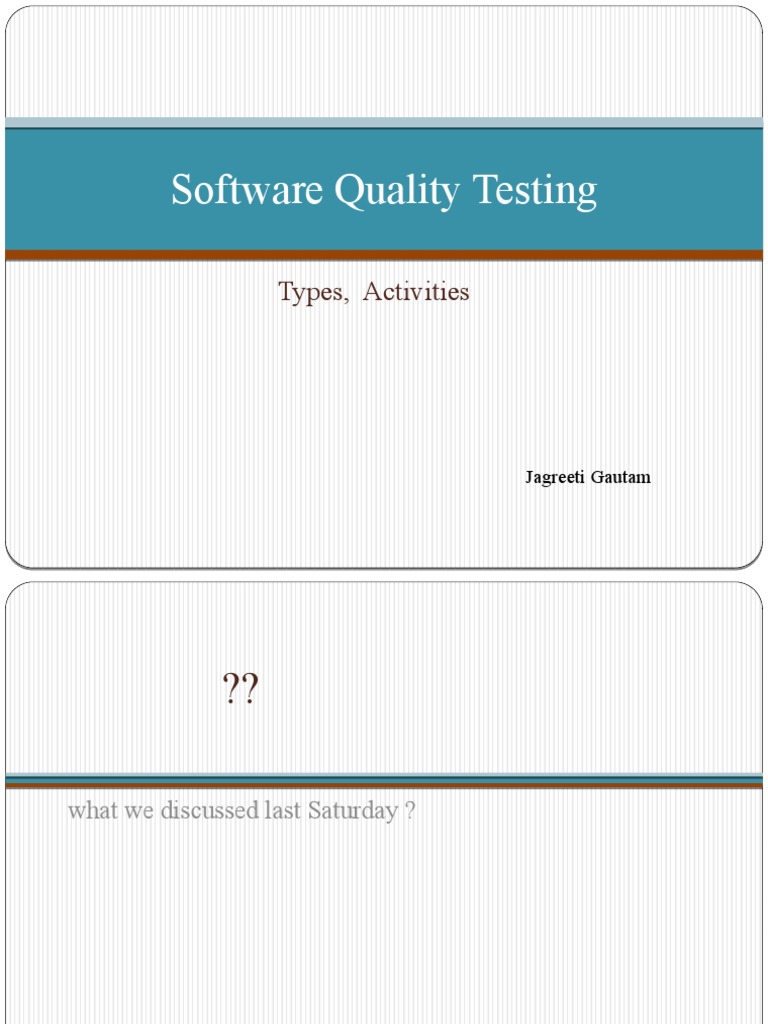 Software Quality Testing Types, Activities | PDF | Software Testing ...
