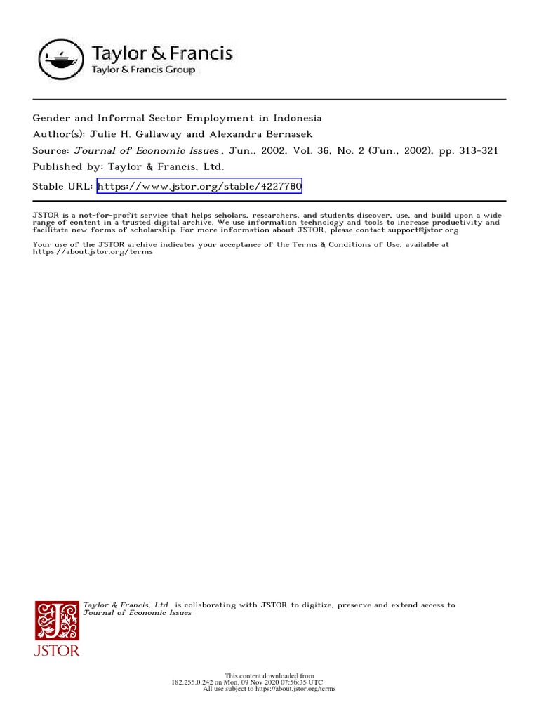 Gender and Informal Sector Employment in Indonesia-Hlm313-316 | PDF ...