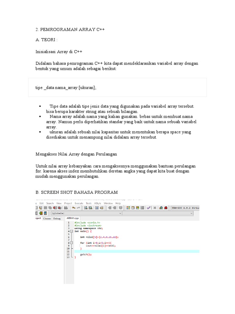 Pemrograman Array C++ | PDF