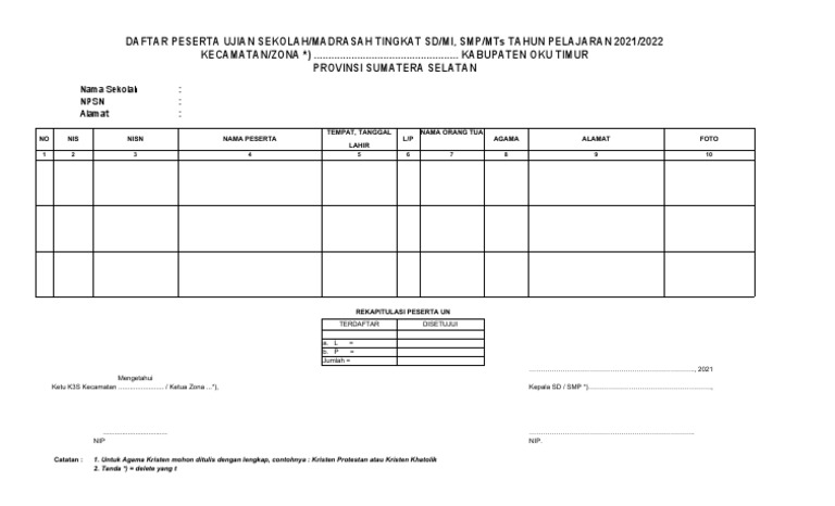 Format Blanko Dpu SD SMP 2021 | PDF