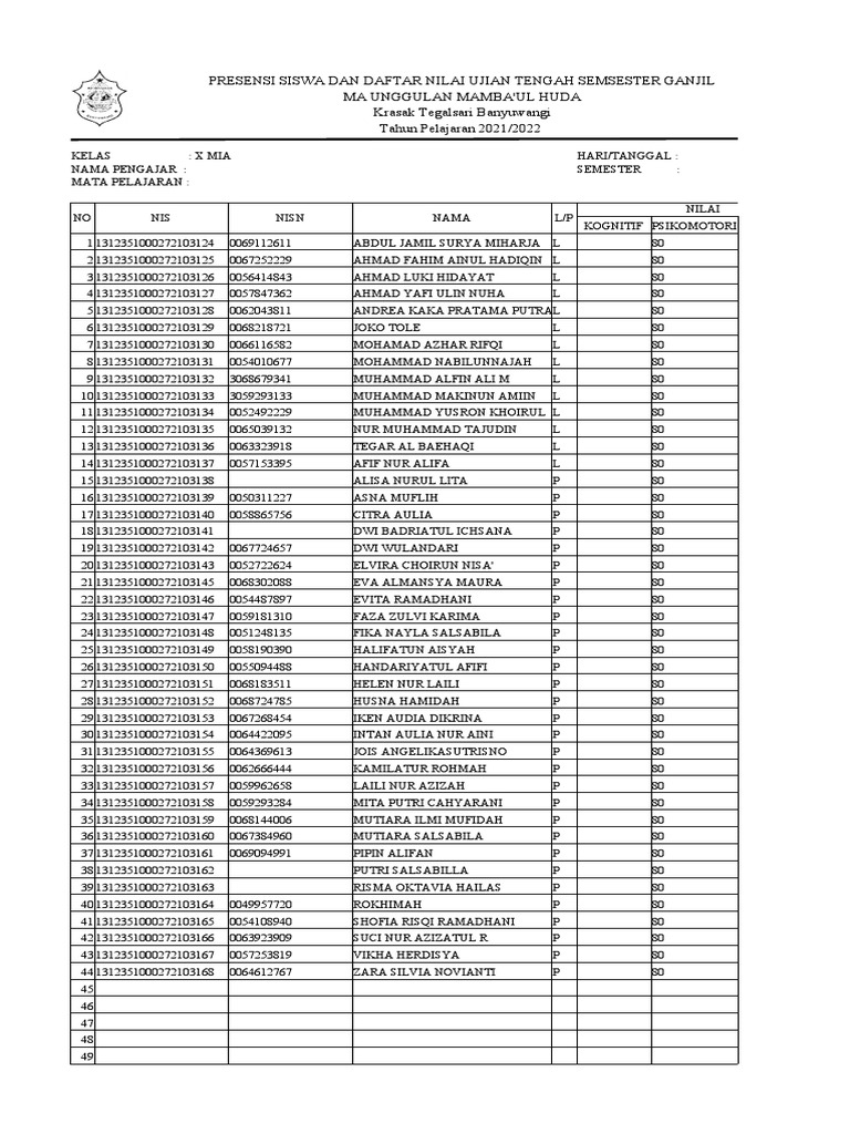 Nilai Bahasa Arab Mid Pdf