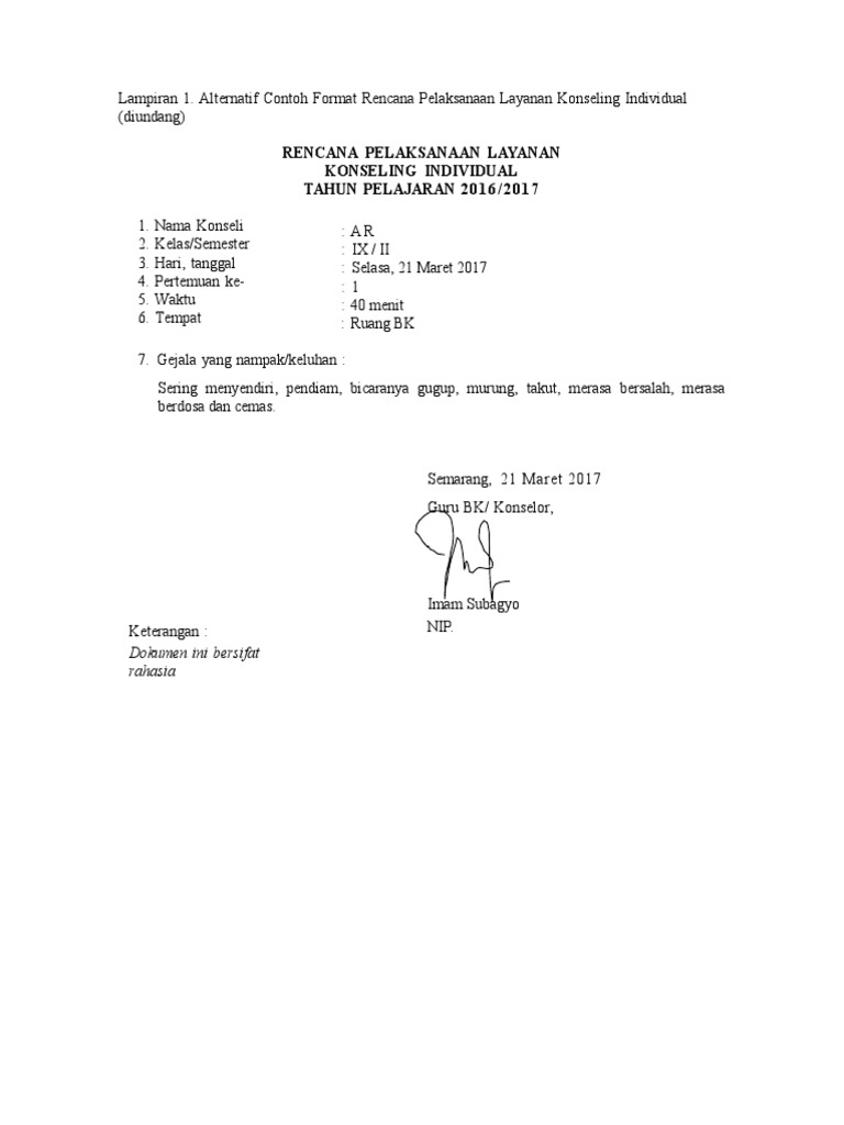 RPL Konseling Individual Alternatif | PDF