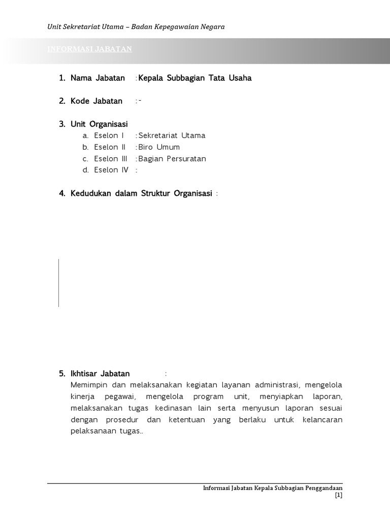 2c. Kepala Subbagian Tata Usaha Rev | PDF