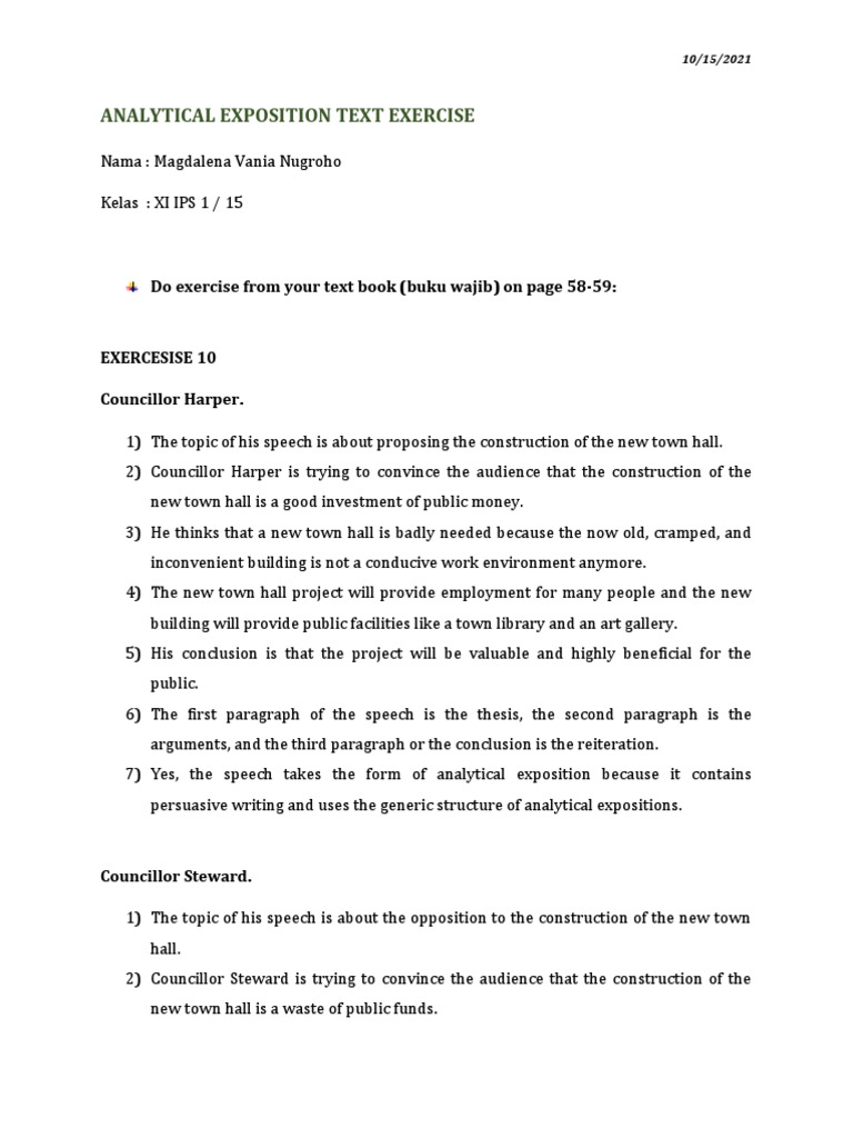 Analytical Exposition Text Exercise | PDF