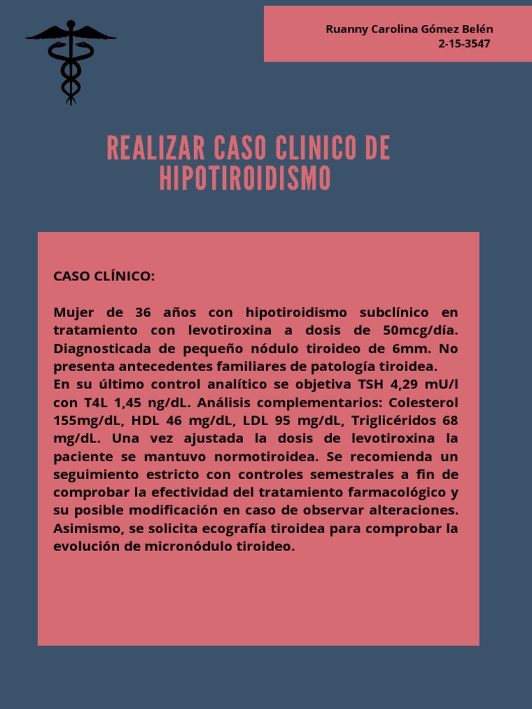 Caso Clinico de Hipotiroidismo | PDF | Hipotiroidismo | Hormona estimulante de la tiroides