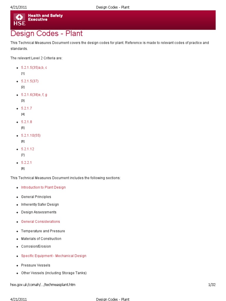 HSE - Design Codes - Plant | PDF | Corrosion | Boiler