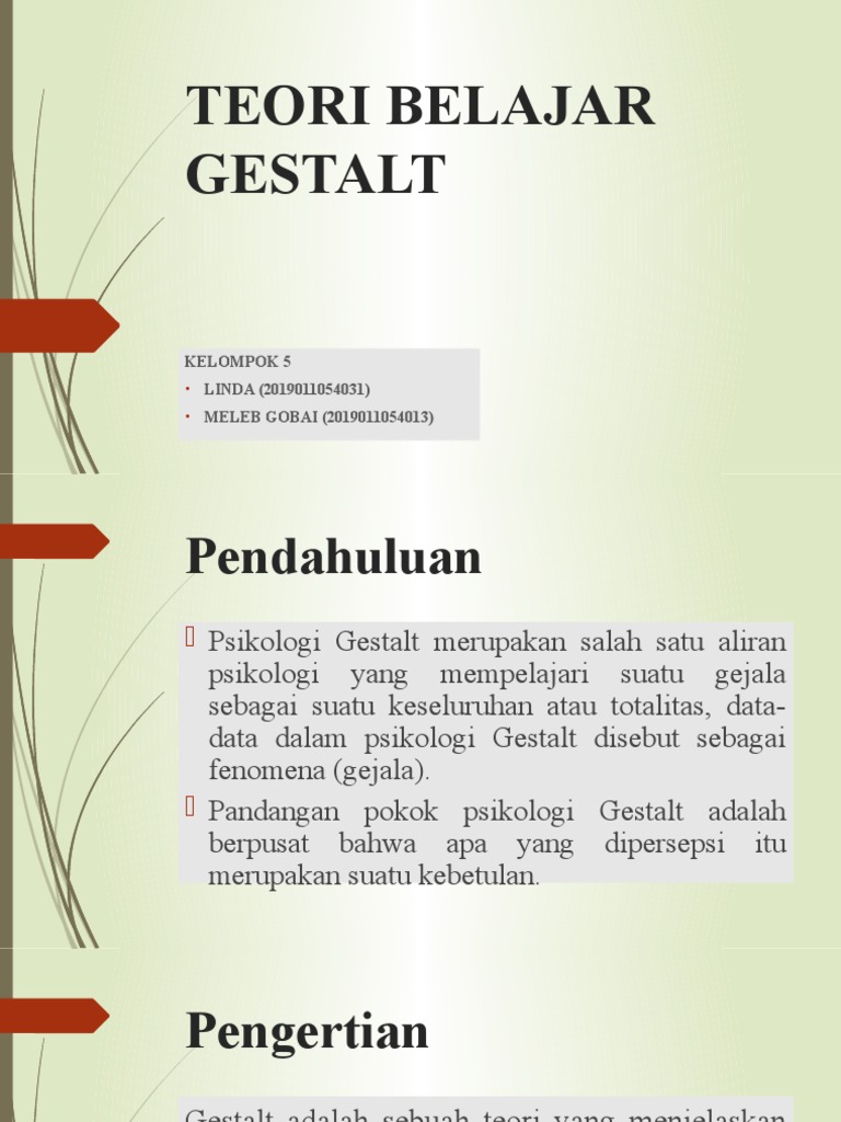 Teori Belajar Gestalt | PDF