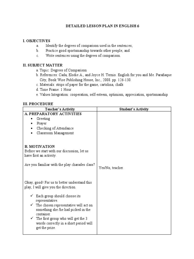 Detailed Lesson Plan in English 6 | PDF | Language Mechanics | Grammar