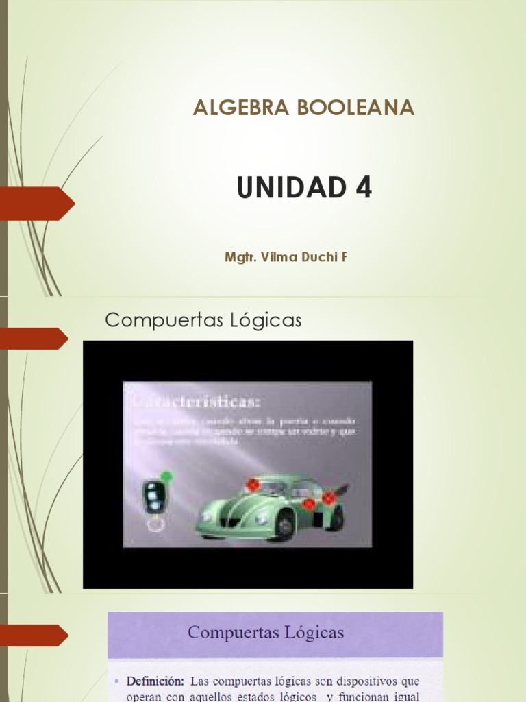 Unidad 4 - Algebra Boolean | PDF | Puerta lógica | Álgebra de Boole