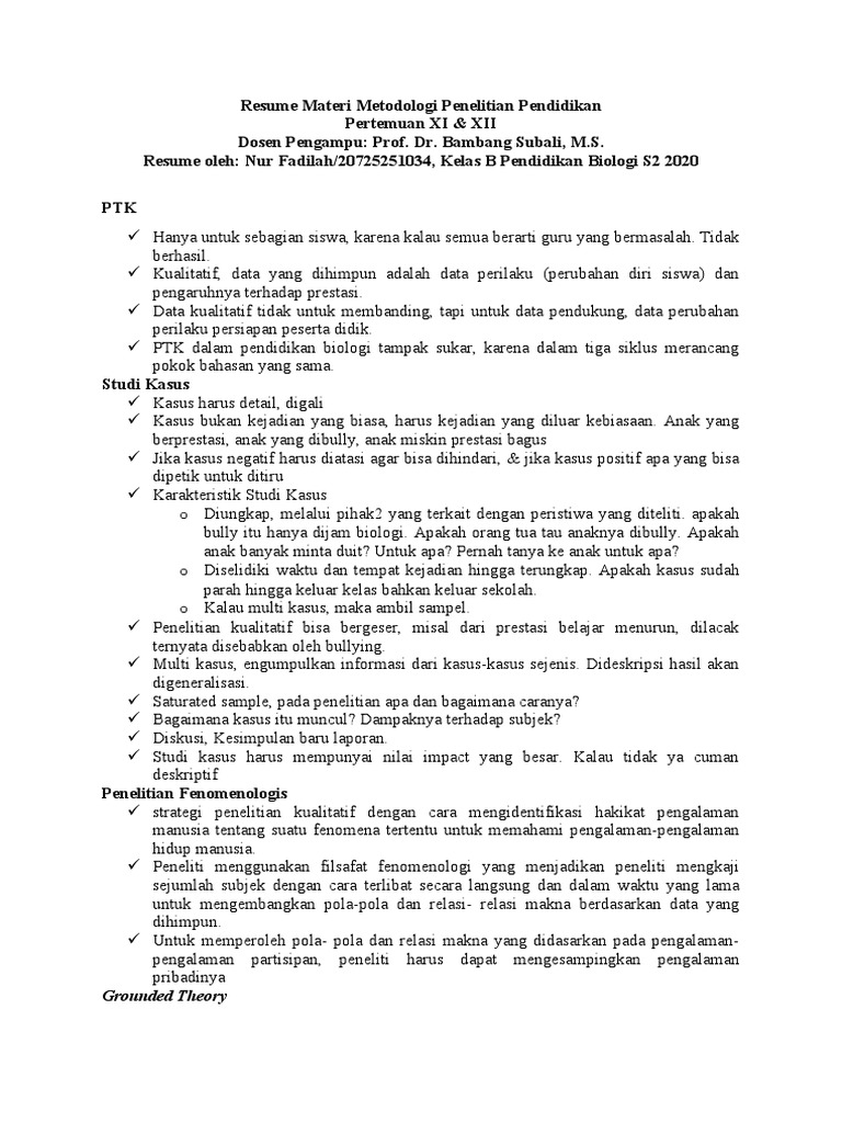 Resume Materi Metodologi Penelitian | PDF