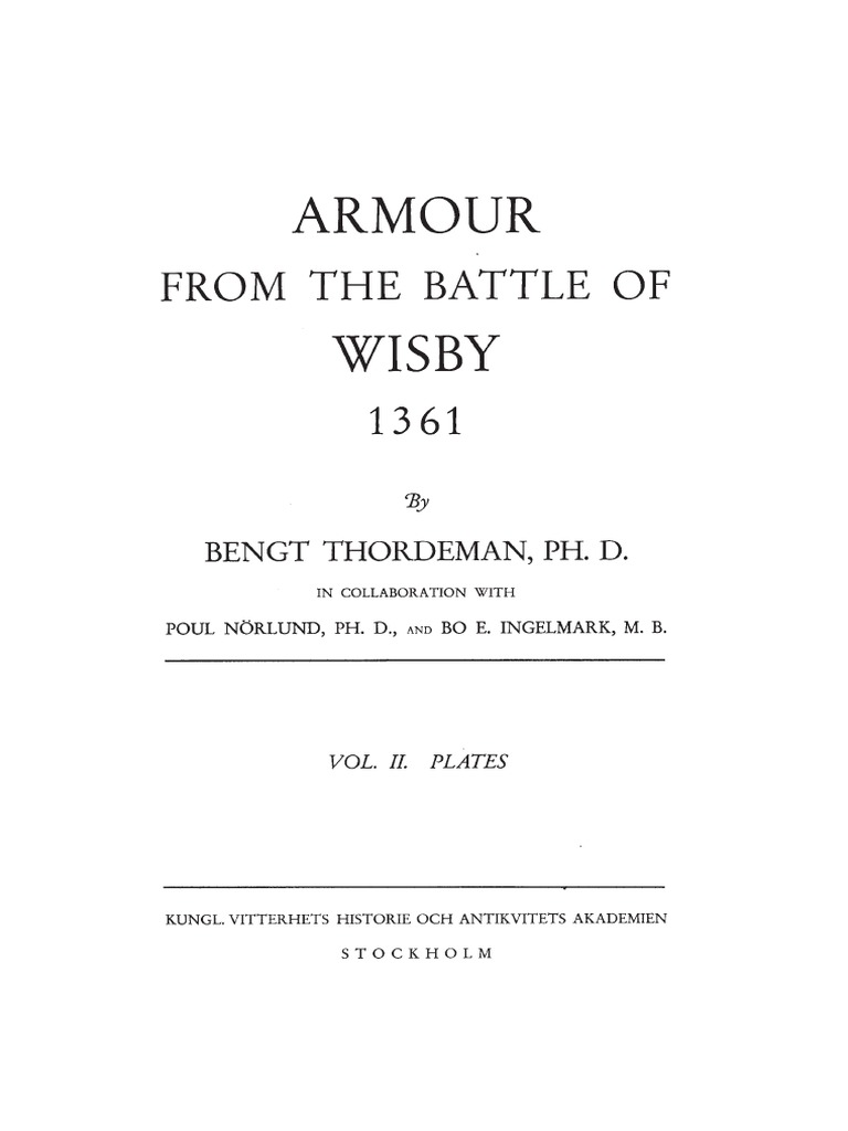 Armour From The Battle of Wisby 1361 T II | PDF