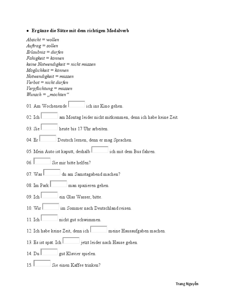 Modalverb Übungen | PDF