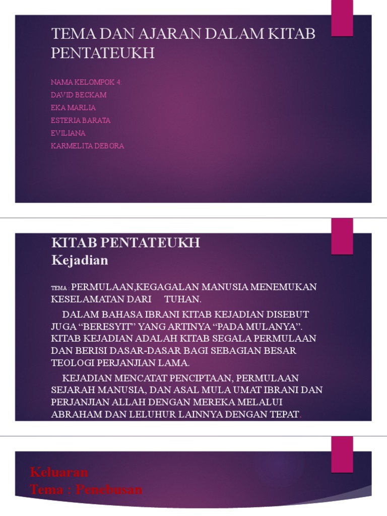 Tema Dan Ajaran Dalam Kitab Pentateukh | PDF