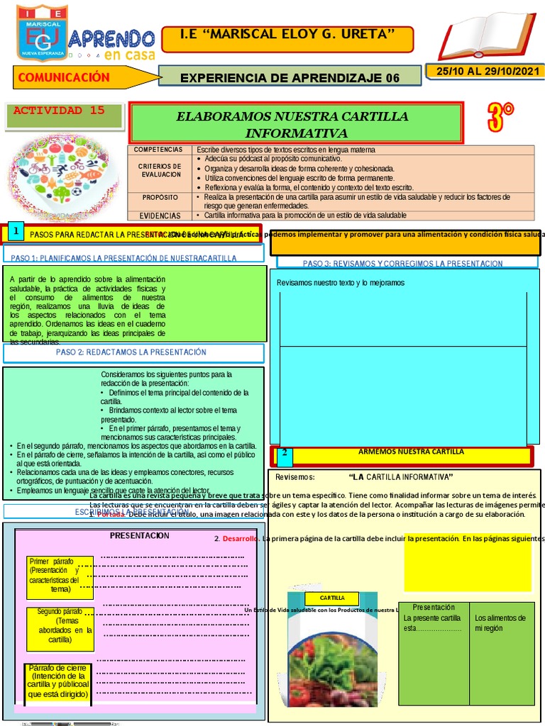 Comunicación 3° y 4° Exp. Ap 8 Act. 15 | PDF | Evaluación | Comunicación