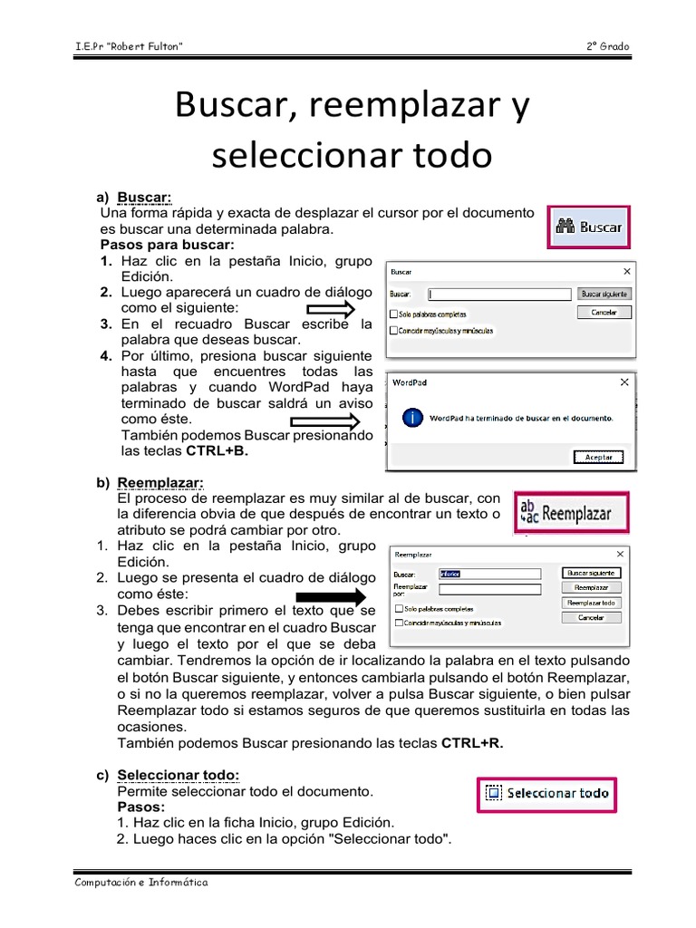 TEMA 24 - Buscar, Reemplazar y Seleccionar Todo | PDF