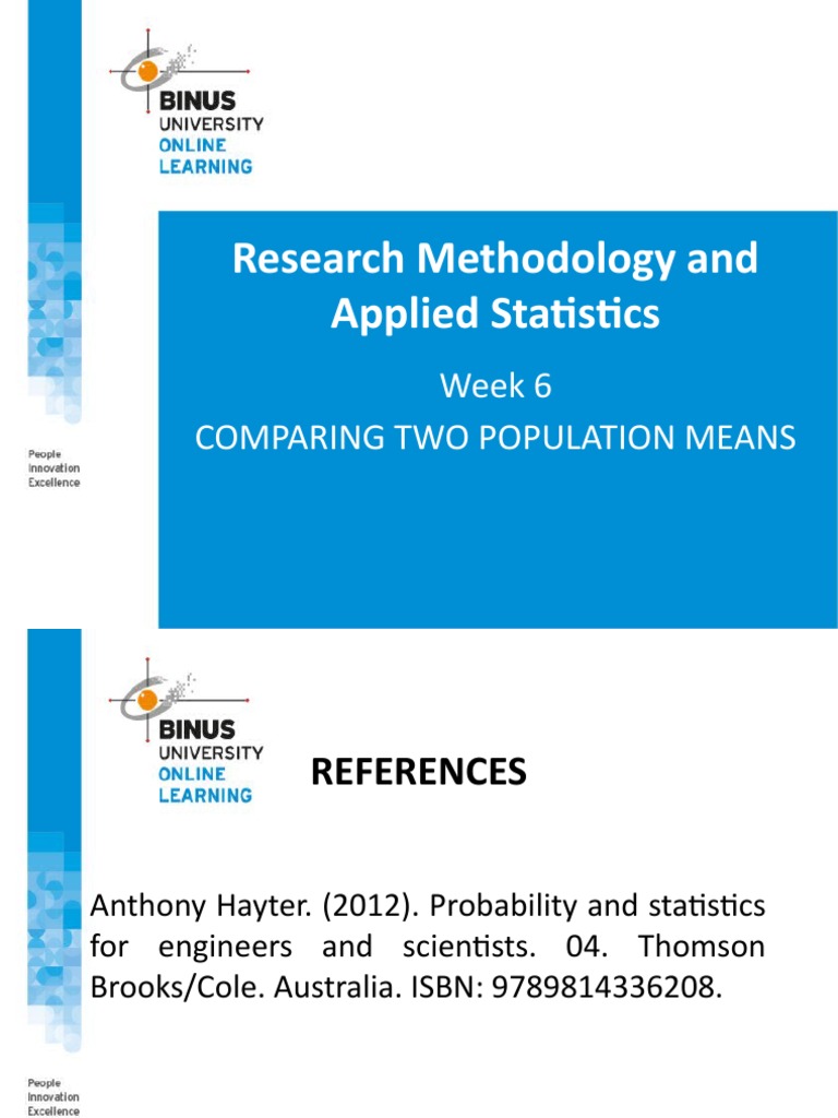 PPT06 - ComparingTwo Population Means | PDF | Statistical Hypothesis ...