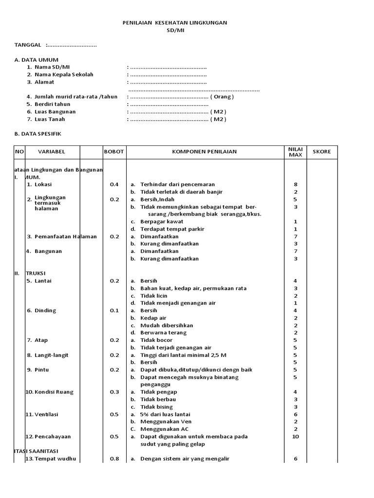 Inspeksi Sanitasi Sekolah Dasar | PDF
