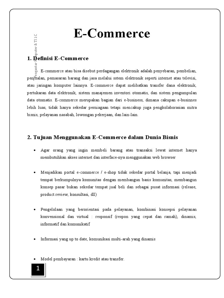 Definisi dan Klasifikasi E-Commerce | PDF | Komputer