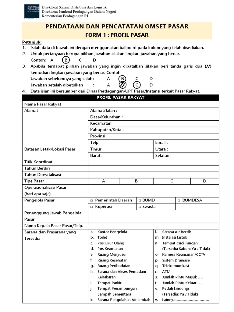 Form Profil Pasar | PDF