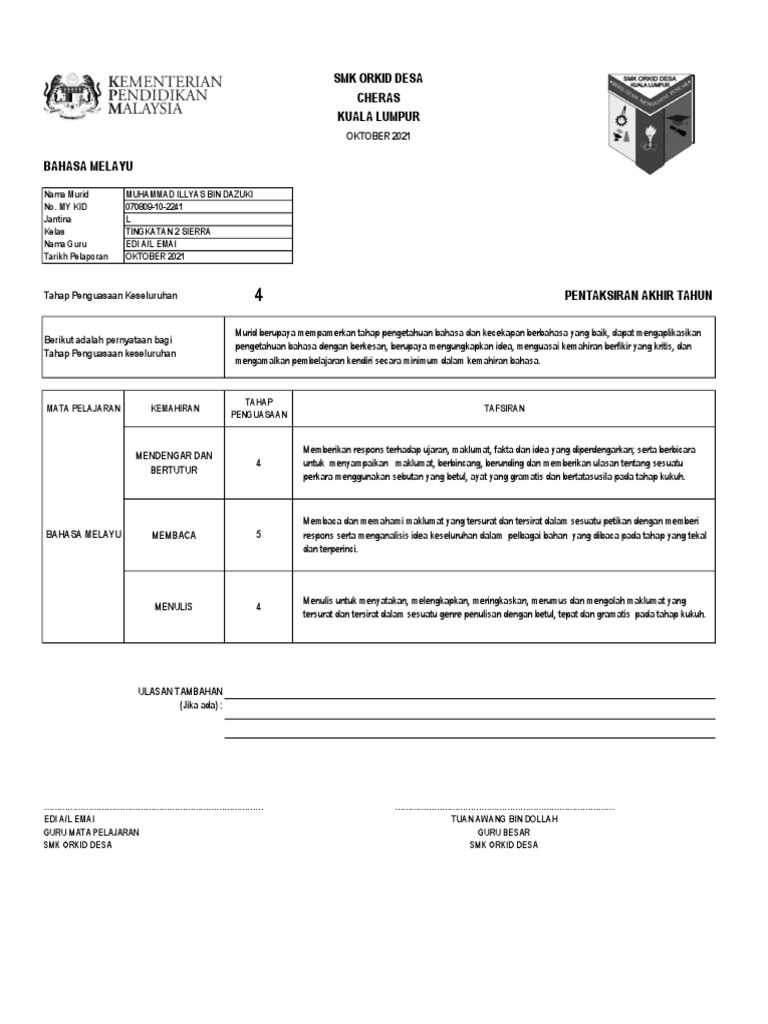 SMK Orkid Desa Cheras Kuala Lumpur | PDF