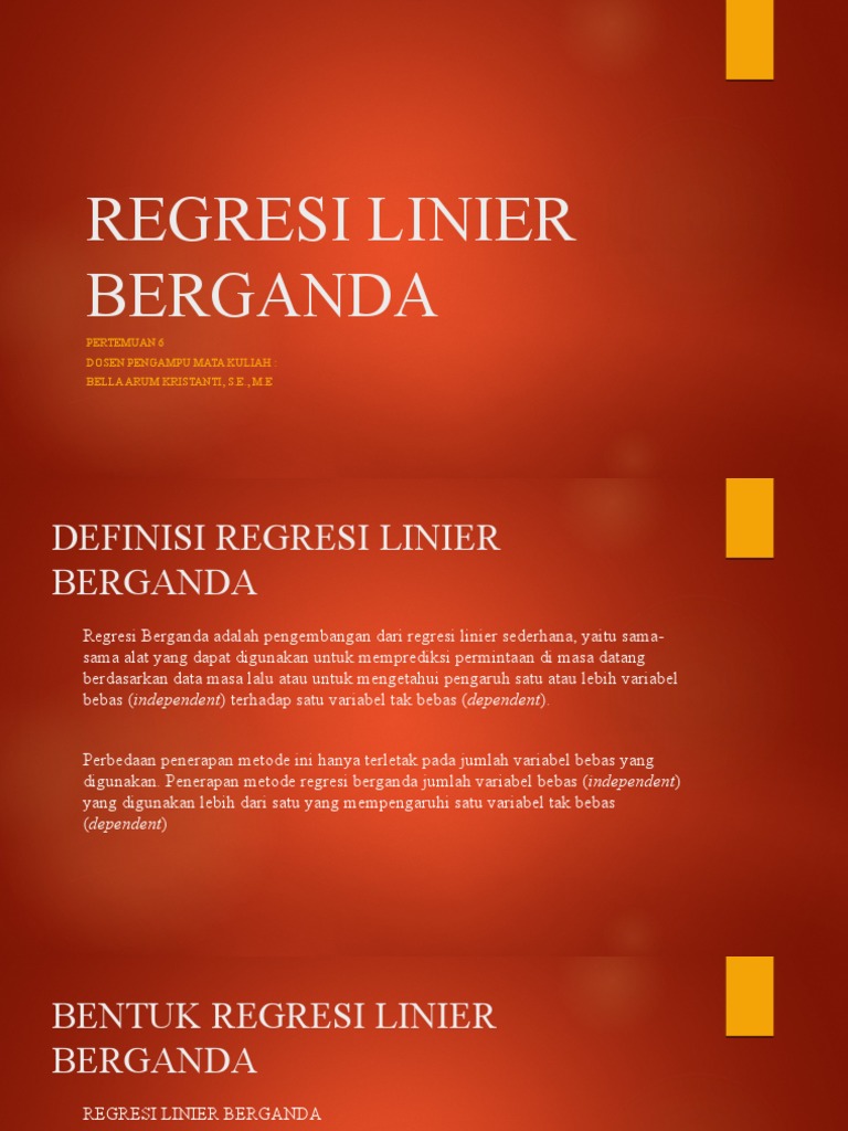Panduan Regresi Linier Berganda | PDF | Metode & Bahan Ajar ...