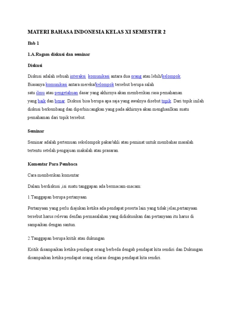 Diktat BHS Indonesia SMT 2 Klas Xi | PDF