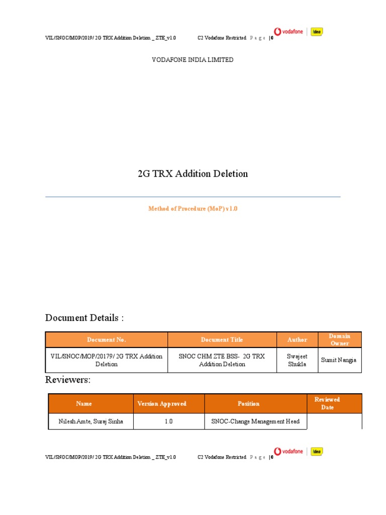 SNOC - CM - MOP - 2G TRX Addition - Deletion - ZTE - v1.0 | PDF ...