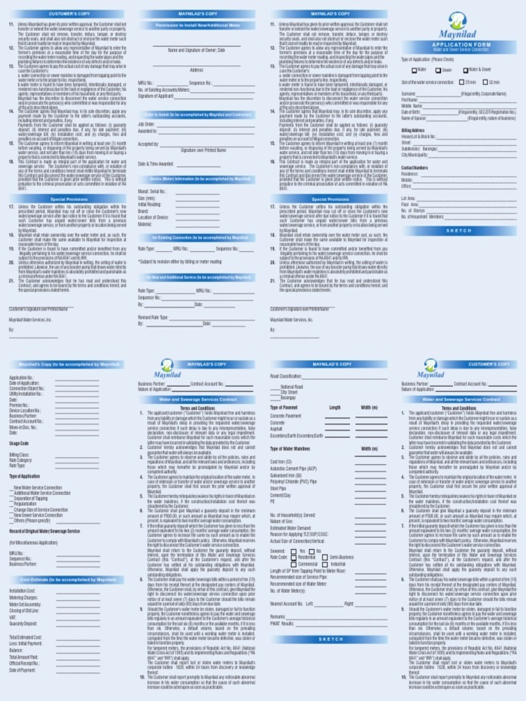 Maynilad Form | PDF
