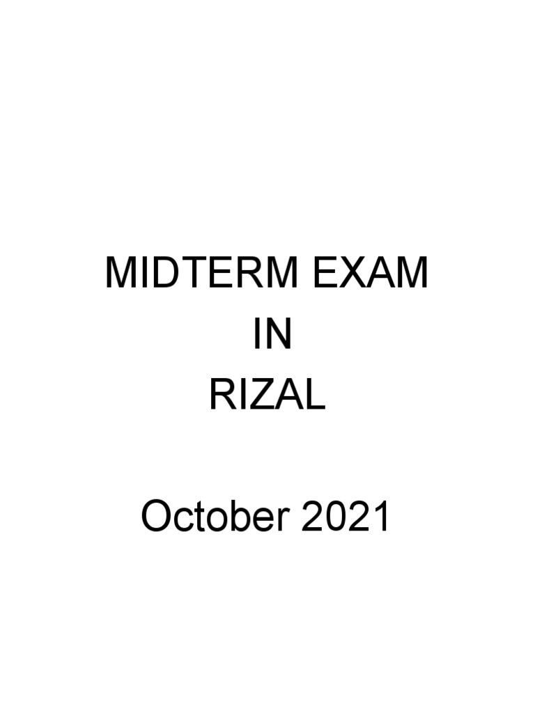 Rizal Midterm Exam October 2021 Fixed | PDF