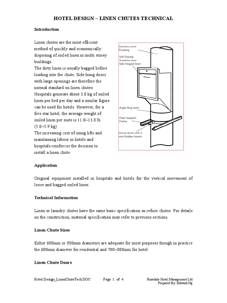 Hotel Linen Chute Design Guidelines | PDF | Door | Elevator