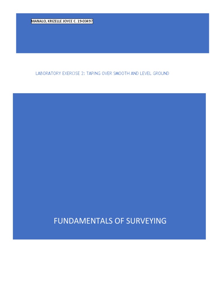 Fundamentals of Surveying: Laboratory Exercise 2: Taping Over Smooth ...