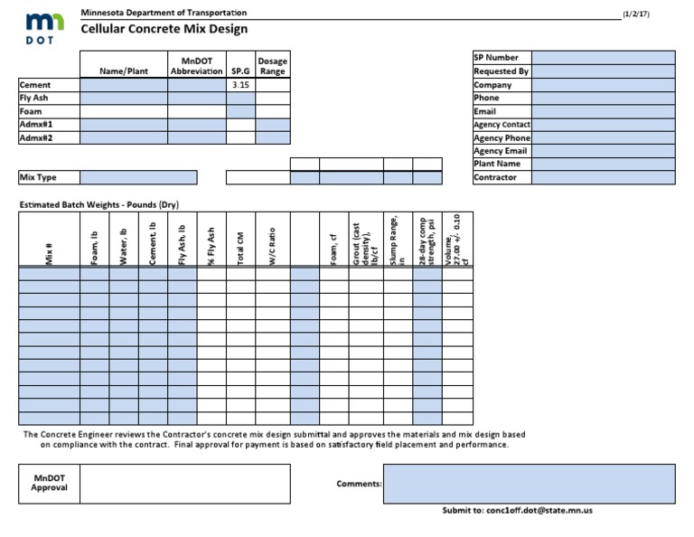 Cellular Concrete Mix Design: Agency Contact | PDF | Concrete ...