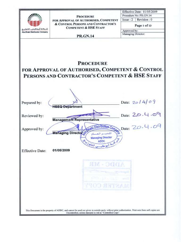 ADDC Safety Rules - Competent Staff | PDF
