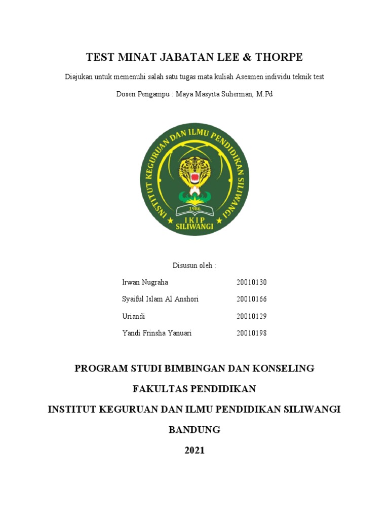 Makalah Asesmen Tes Lee Thorpe | PDF