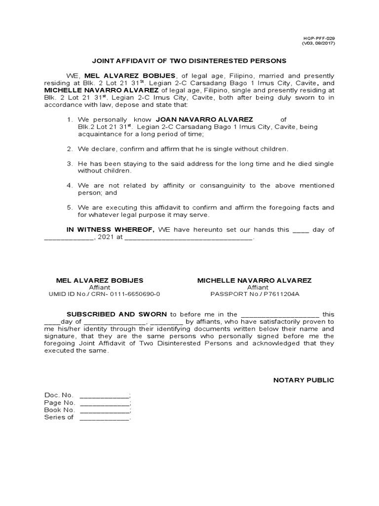 Joint Affidavit | PDF