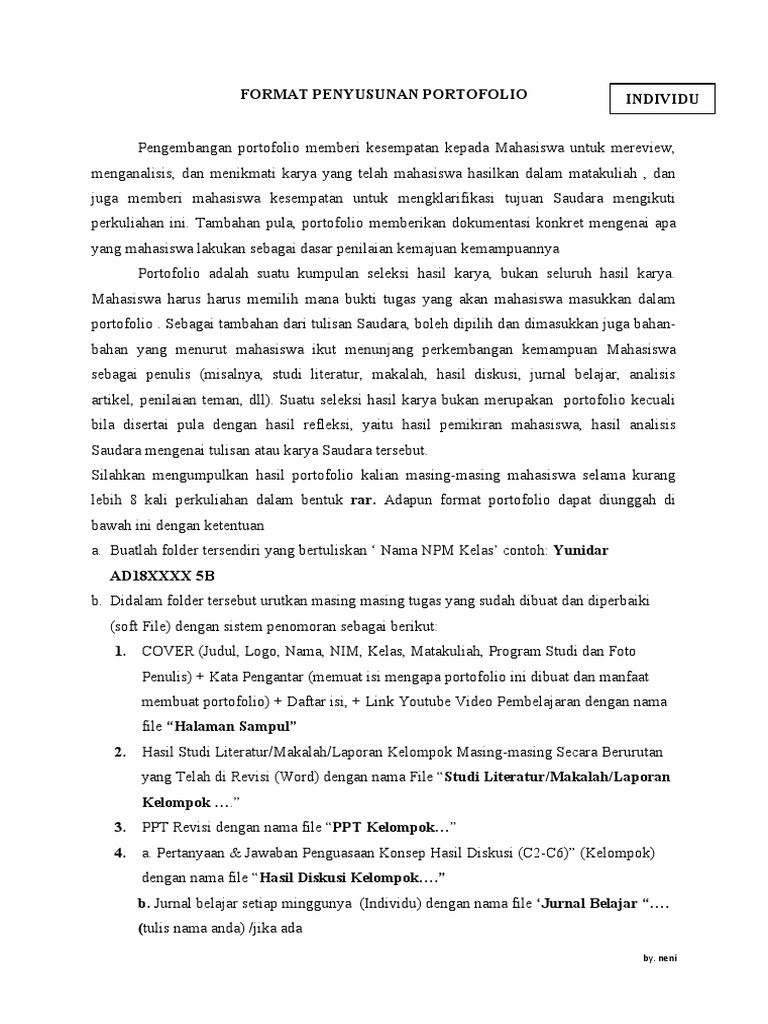 Format Penyusunan Portofolio | PDF