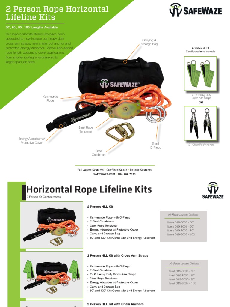 SAFEWAZE 2 Person Rope Horizontal Lifeline Info Pack Small | PDF ...