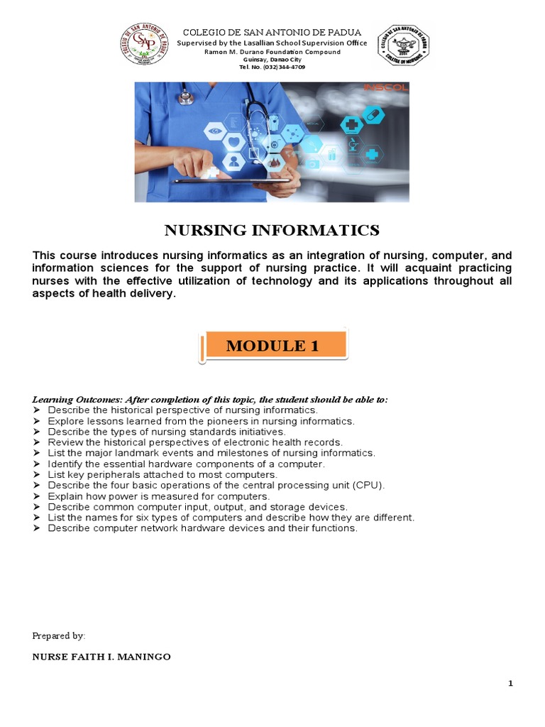 Nursing Informatics Module 1 Pdf Usb Flash Drive Computer Data