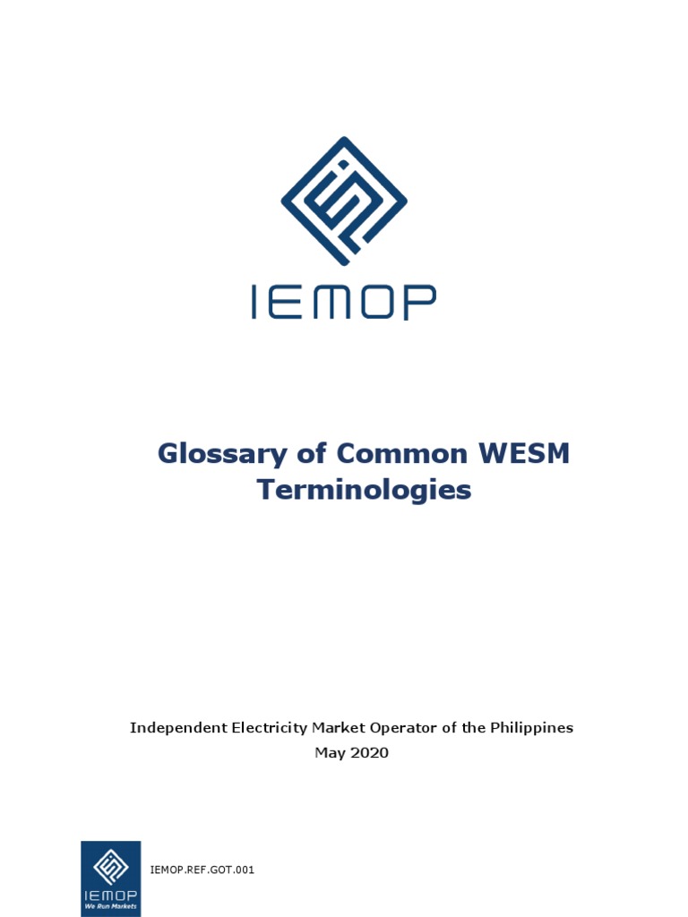 IEMOP Glossary of Common WESM Terminologies | PDF | Electrical Grid ...