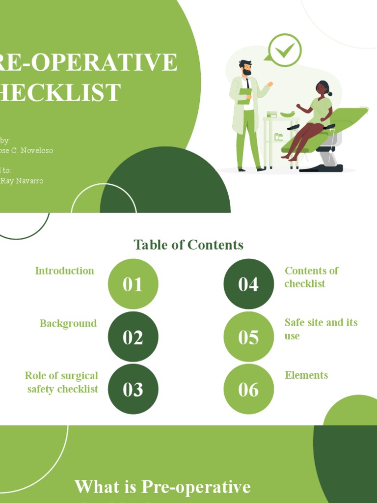 Pre-Operative Checklist: Prepared By: Ericka Rose C. Noveloso Presented ...