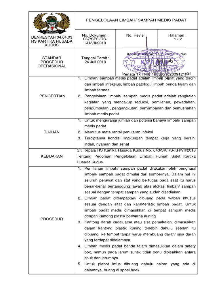 SPO Pengelolaan Limbah Padat | PDF