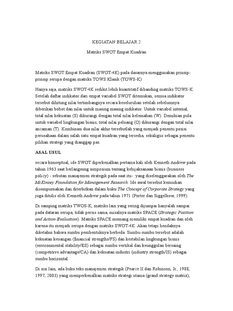 Rangkuman 5 KB 2 Matriks 4 Kuadran | PDF