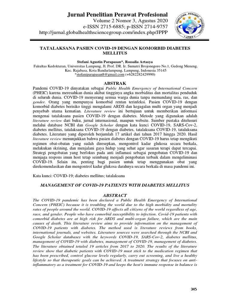Jurnal Penelitian Perawat Profesional: Volume 2 Nomor 3, Agustus 2020 e-ISSN 2715-6885 p-ISSN ...