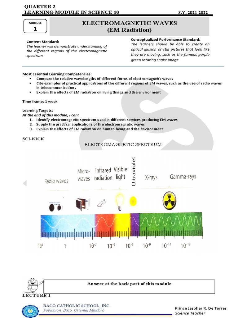 Electromagnetic Waves in Science 10 | PDF | Electromagnetic Radiation ...