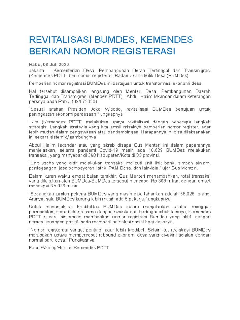 Revitalisasi Bumdes | PDF