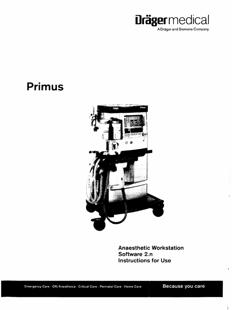 Drager Primus Anaesthetic Workstation - User Manual | PDF